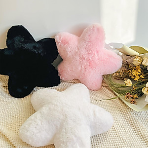 YRXRUS Star Pillows, Pink Star Shaped Pillow, Throw Pillow Gifts, Cute Christmas Room Decor, Fluffy Faux Rabbit Fur Pillow, 15x15 Inches Ultra Soft Pillow