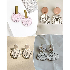 Puocaon Christmas Clay Silk Screen - 6 Design Resuable Clay Silk Screen Stencils for Polymer Clay, Christmas Sweater Polymer Clay Silk Sreen for Earrings, Christmas Ball Gift Silk Screen Stencil