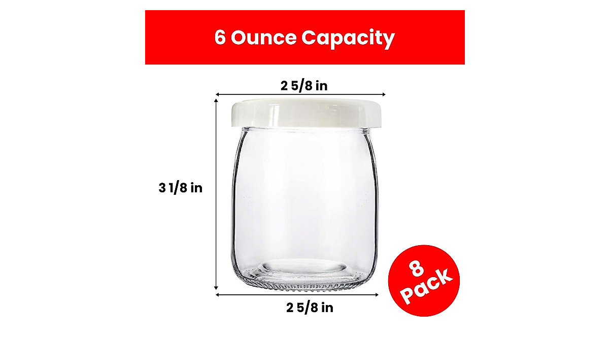 Ultimate Yogurt Jars - 8 Pack Small Glass Containers for Yogurt & Snacks