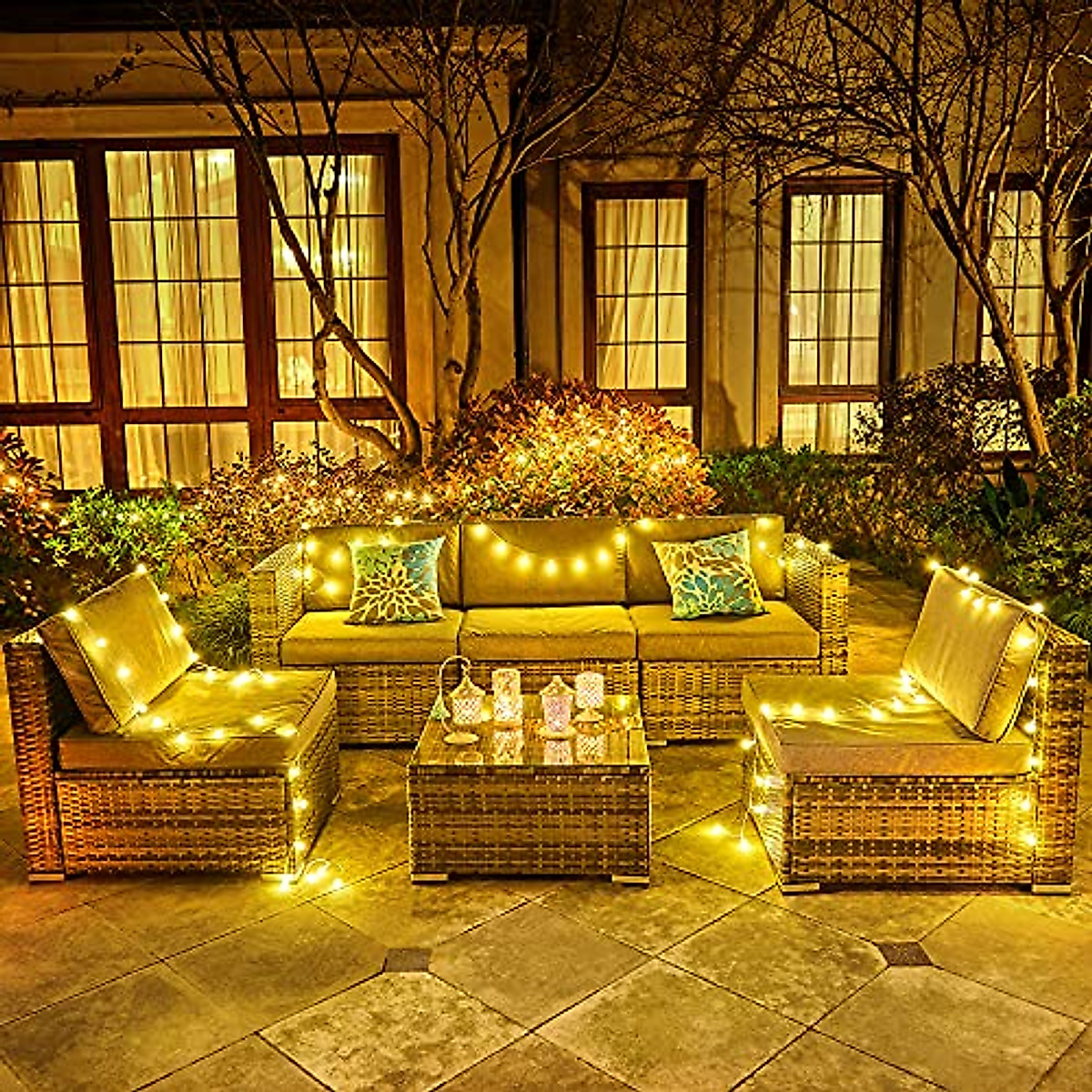 YITAHOME 6 Piece Outdoor Patio Furniture Sets, Garden Conversation Wicker Sofa Set, and Patio Sectional Furniture Sofa Set with Coffee Table and Cushion for Lawn, Backyard, and Poolside, Gray Gradient