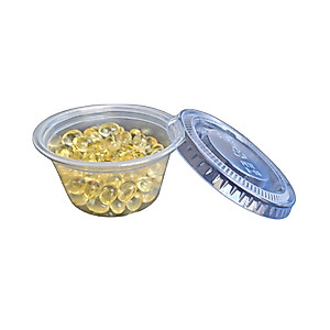 Popular Shop Stop 100 count, 2 oz Disposable Cups with Snap On Lids Great for Condiments, Jello Shots, Sauces Ketchup, Liquids and Small Food Portions