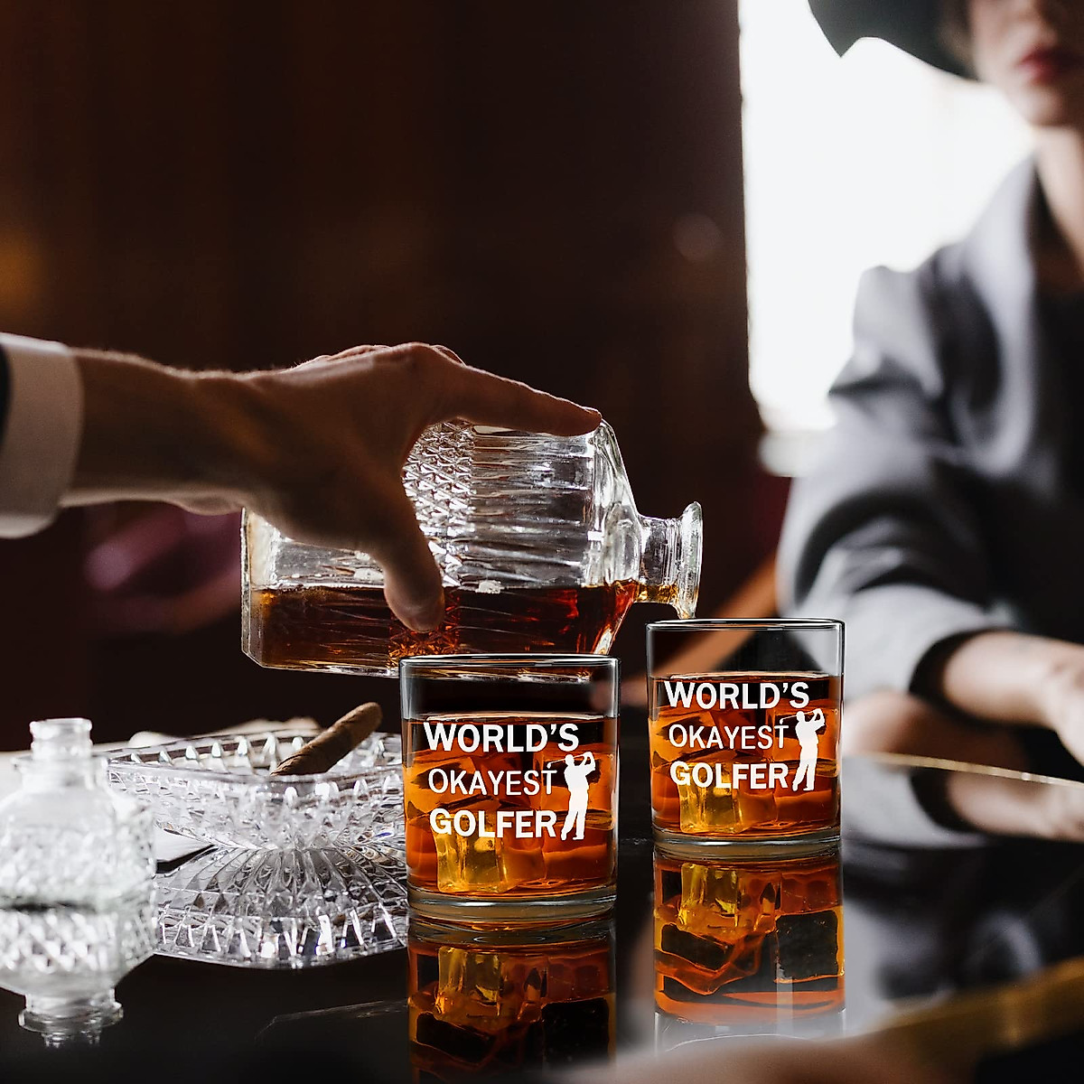 Futtumy Golf Gifts for Men, World’s Okayest Golfer Whiskey Glass for Fathers Day Christmas Birthday Retirement, Golf Gifts for Golfers Men Dad Grandpa Uncle Husband Golf Lover, 10oz Funny Golf Gifts