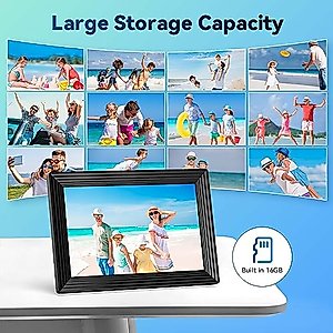 Frameo 10.1" WiFi Digital Picture Frame, Smart Digital Photo Frame with 16GB Storage, 1280x800 IPS HD Touch Screen, Auto-Rotate, Easy Setup to Share Photos or Videos Remotely via App from Anywhere