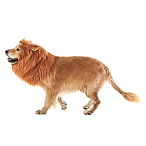 TOMSENN Dog Lion Mane - Realistic & Funny Lion Mane for Dogs - Complementary Lion Mane for Dog Costumes - Lion Wig for Medium to Large Sized Dogs Lion Mane Wig for Dogs