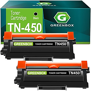 GREENBOX Compatible TN-450 Toner Cartridge Replacement for Brother TN450 TN-450 TN420 TN-420 Toner for HL-2270DW HL-2280DW MFC-7860DW MFC-7360N DCP-7065DN HL-2230 HL-2240 (High Yield, 2 Black)