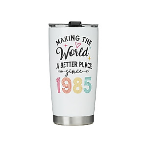 40Th Birthday 20 Oz Tumbler For Women, 40 And Fabulous Cup, 1985 Birthday Decorations - Forty Years Old Gifts For Lady, Mom, Aunt, Grandma, Wife, Sister - Funny 40-Year-Old Gift & Birthday Decoration