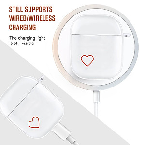 Case for Airpods 2nd Generation Case,Aesthetic Heart Cute Airpods Case,Airpod Case 1st Generation,Clear Kawaii Airpod Case Cute Cover with Keychain for Women Girls Mens (Red Heart 1st/2nd Case)