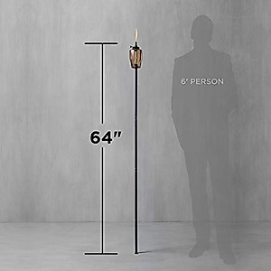 TIKI Brand Adjustable Flame TIKI Torch Glass Pink - Outdoor Decorative Lighting for Patio, Backyard, Lawn, 64 in, 1118019,Red