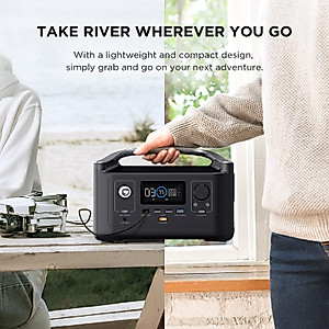 EF ECOFLOW Portable Power Station RIVER 288Wh with 110W Solar Panel, 3 x 600W(X-Boost 1800W) AC Outlets, Solar Generator for Outdoors Camping RV Hunting Emergency