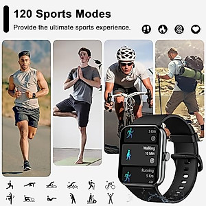 IOWODO Smart Watch Fitness Tracker 1.69'' HD Touch Screen with Heart Rate Monitor & Sleep Tracking, Temperature Detecting IP68 Waterproof Smartwatch for Men Women Compatible with iPhone Android