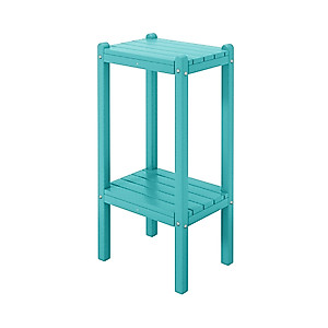 Costaelm Outdoor Side Table, 2-Tier Small Patio Coffee Tables for Outside, Outdoor End Tables for Patio, Adirondack Side Table for Outside, Outside Table for Pool, Porch, Garden, Turquoise