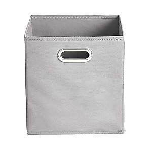 Amazon Basics Collapsible Fabric Storage Cubes with Oval Grommets - 6-Pack, Light Grey