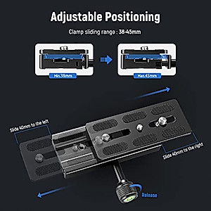 NEEWER Quick Release Plate with Clamp Adapter Set, 120mm QR Plate with Clamp, 3/8"&1/4" Screw, Bubble Level, 3/8” to 1/4” Screw Adapter, Compatible with Arca Swiss Tripod Monopod Ball Head