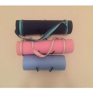 AUXPhome 3 Pack Wall Mount Foam Roller Holder and Yoga Mat Storage and Towel Rack - Flexible Adjustable Hooks - Ideal for Home, Small Studio,Fitness Class or Commercial use