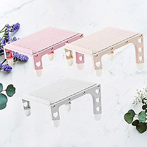 Alipis Sandals Kids Shop Shoes Double-Layer Sneakers Organizer High for Low Bracket Liftable Plastic Footwear Saving Pink+Blue+Beige Rack Shoe Simple Space-Saving Heel Organizing