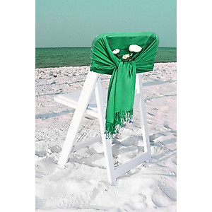 Sakkas Large Soft Silky Pashmina Shawl Wrap Scarf in Solid Colors - Bright Green