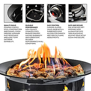 Outland Living Portable Propane Fire Pit, 19-inch, 58,000 BTU Smokeless Gas Firebowl | Perfect for Camping, Patio, Backyard, Tailgating, Deck, RV| Black 823 Standard