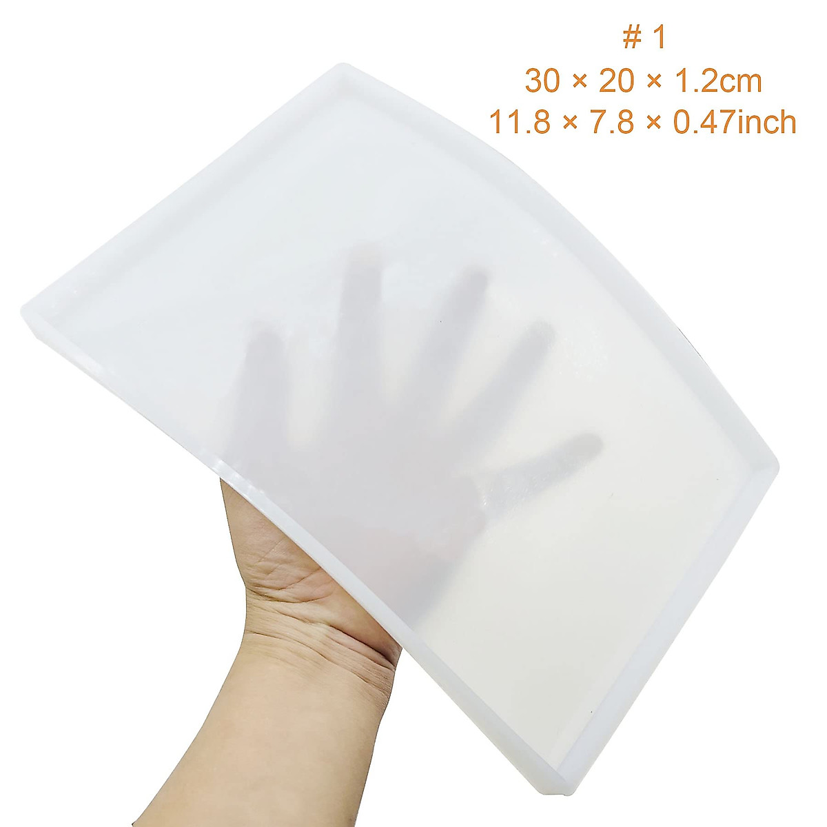 Woohome Large Silicone Resin Tray Mold, 7.8×11.8 inch/ 5.9×9.8inch Rectangle Plate Epoxy Resin Casting Mold for DIY Faux Agate Tray, Serving Board, Coaster, Home Decor