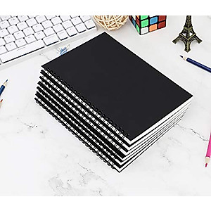 Zegrox 6 Pack Black cover Spiral Notebook, Blank Sketch Book Pad, Subject Notebooks,50 Sheets (100 Pages)-8.27x 5.59inch,A5 size Notebook.