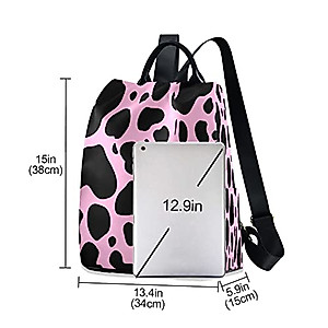 xigua Pink Black Cow Print Backpack Purse for Women Anti Theft Fashion Back Pack Shoulder Bag197