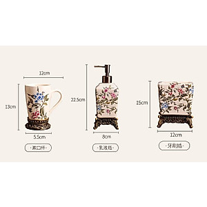 WYKDD 6-Piece Bathroom Supplies Set Brushing Cup Mouthwash Cup Ceramic Bathroom Hotel Wash Set European Style