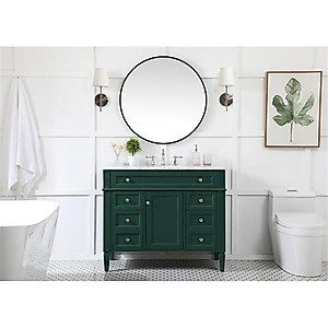 Elegant Decor Park Avenue 42" Metal MDF Marble Single Bathroom Vanity in Green