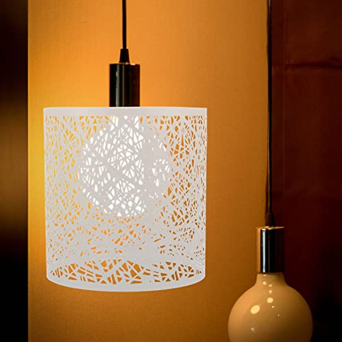 E27 Hollow Light Cover, Modern Lamp Shade, Replacement Metal Lampshade for Table Lamps and Floor Light, White2