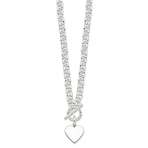 IceCarats 925 Sterling Silver Engraveable Heart Love Disc Link Necklace 18 inch Chain Toggle Clasp