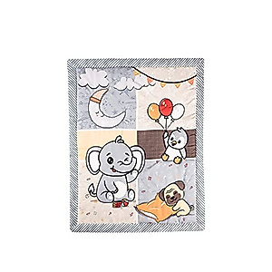 Orange Infinity 4 Piece Dreamland Crib Bedding Sets for Boys and Girls for Standard Size Crib | Nursery Baby Bedding Set of Crib Fitted Sheet, Crib Quilt, Dust Ruffle & Pillow Case, Grey