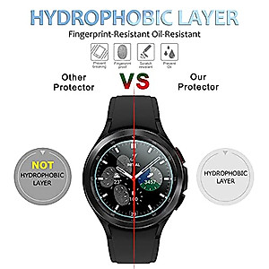 Suoman 4-Pack for Samsung Galaxy Watch 4 Classic 46mm Tempered Glass Screen Protector for Galaxy Watch 4 Classic 46mm Smartwatch [2.5D 9H Hardness] [Anti-Scratch]