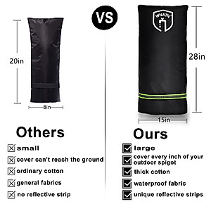 WNATN Outdoor Faucet Cover for Winter Freeze Protection,28" L x 15"W,Outdoor Long Faucet Cover Socks for Winter,Spigot Covers Winter Insulated,Outside Large Faucet Cover Freeze Protection,1PCS(Black)