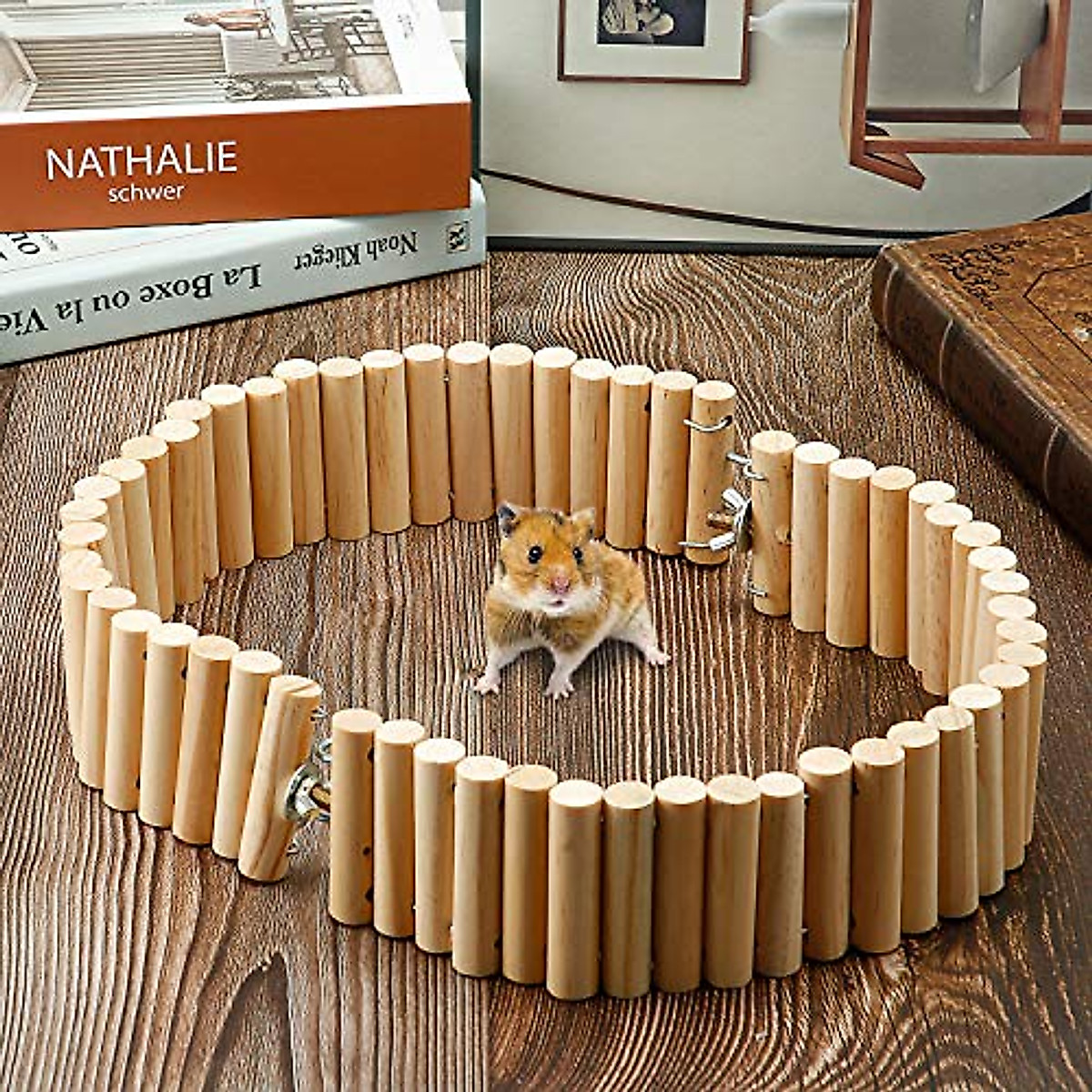 Wooden Pet Ladder Bridge 2 Pieces Soft Animal Bridge Toy Bendable Cage Habitat Toy for Hamster Mouse Chipmunk and Other Small Animals