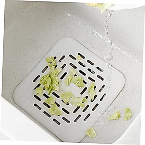 Gadpiparty 9 Pcs Bathtub Strainer Tub Stopper Shower Kitchen Sink Strainer Sink Drainage Filter Silicone Drain Covers Bath Tub Drain Square Stickers White Hair Kitchen Supplies