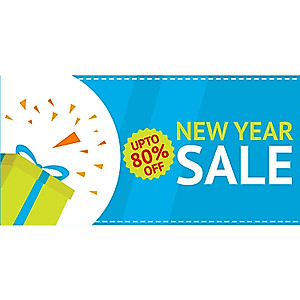 BannerBuzz Custom New Year Sale Theme Banner 11 Oz Vinyl PVC Flex for Indoor/Outdoor, Home, Door, Party, Yard, Office with Hemmed Edges & Metal Grommets Free (10' X 4')