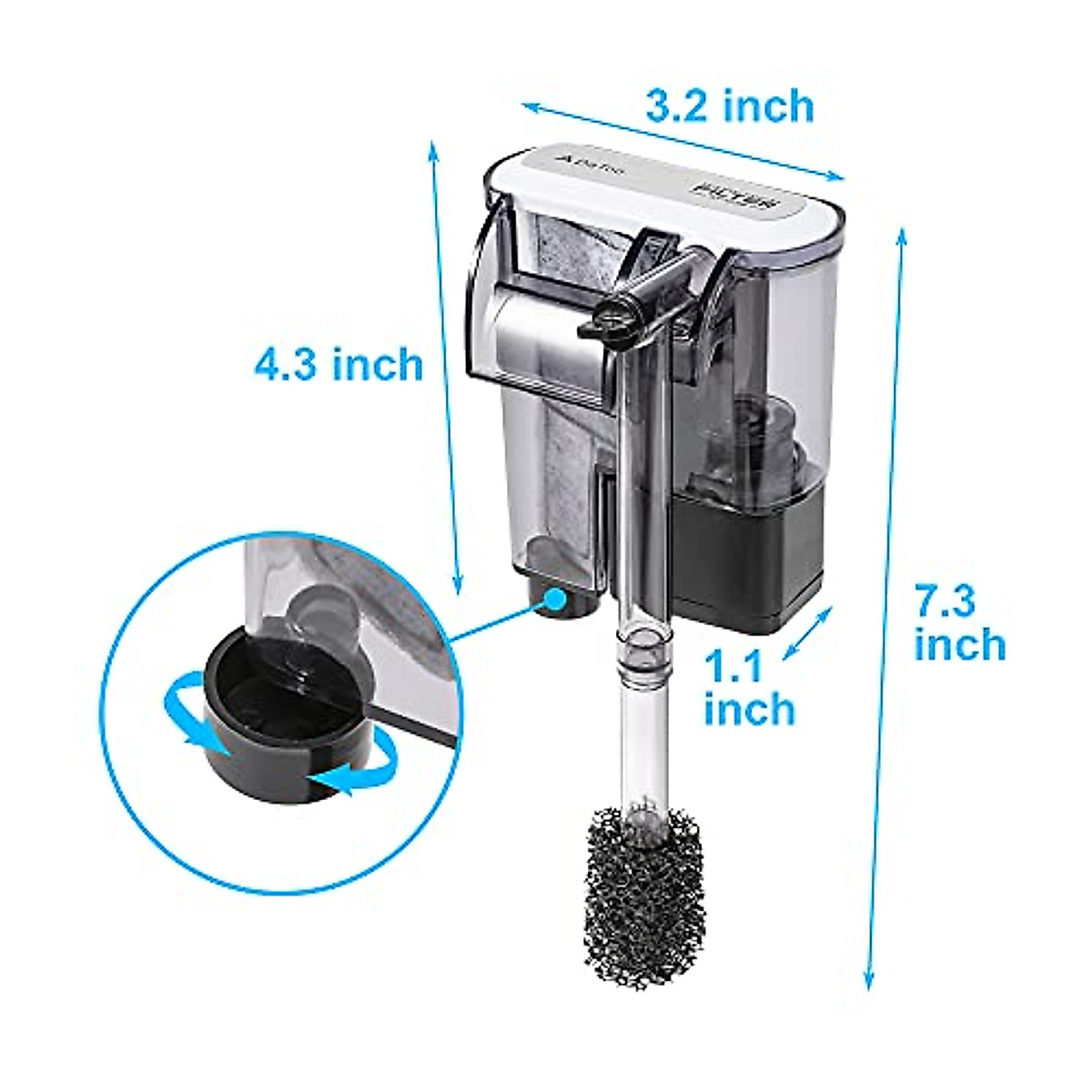 DaToo Aquarium Hang On Filter Small Fish Tank Hanging Filter Power Waterfall Filtration System