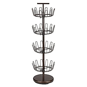 Household Essentials 2139-1 Metal Four-Tier Adjustable Revolving Shoe Rack | Holds up to 24 Pairs of Shoes | Antique Bronze Finish