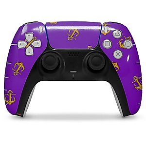 WraptorSkinz Skin Wrap compatible with Sony PS5 DualSense Controller Anchors Away Purple (CONTROLLER NOT INCLUDED)