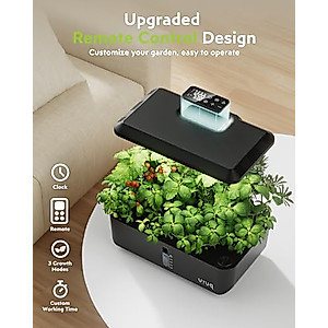 Hydroponics Growing System Indoor Garden: URUQ 12 Pods Indoor Gardening System with Remote Control LED Grow Light Height Adjustable Quiet Plants Germination Kit - Gardening Gifts for Women Black