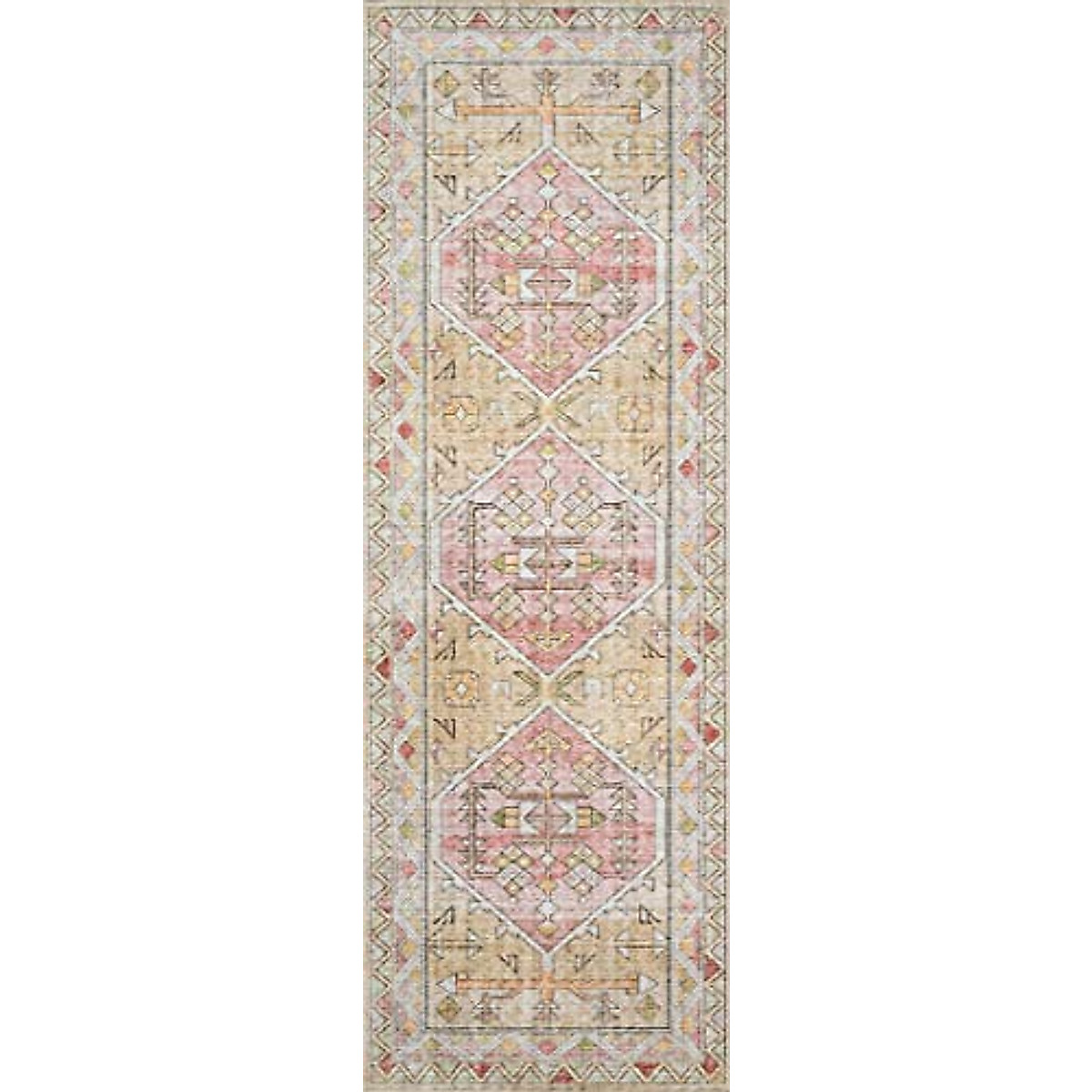 Loloi II Skye Collection SKY-04 Gold / Blush, Traditional 7'-6" x 9'-6" Area Rug
