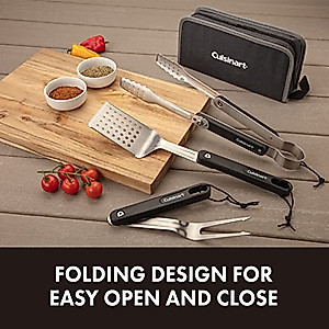 Cuisinart Petit Gourmet Portable Gas Grill (CGG-180) + 4-Piece Folding Grill Tool Set