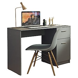 Madesa Compact Computer Desk Study Table for Small Spaces Home Office 43 Inch Student Laptop PC Writing Desks with Storage and Drawer - Grey