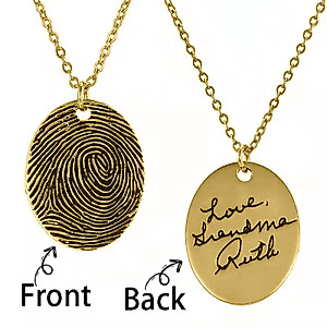 U ZERO Custom Actual Fingerprint Necklace Handwriting Text Engraved Necklace Personalized Memorial Gift