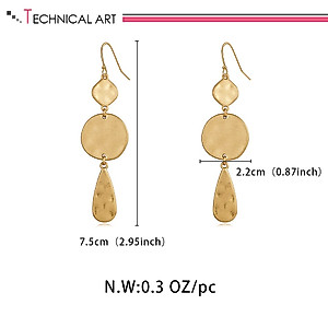 LILIE&WHITE Burnt Gold Boho Earrings For Women Antique Gold Disc Dangle Earrings For Women Geometric Bohemian Earrings Costume Jewelry For Women