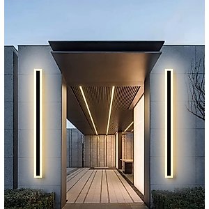 LS-PRO (40 inch/ 24w Outdoor Long Strip Modern LED Wall Lighting Fixture Lamps, Elegant Frosted White Acrylic, Black Aluminum Body IP65 Waterproof Anti Rust. (Warm White 3000K). 1 Year Warranty