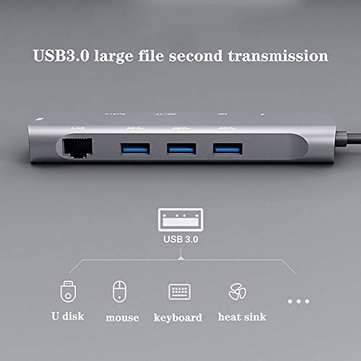 XUNMAIFHB Portable Docking Station,Multi-Function hub 10-in-1 Docking Station PD Charging HDMI, SD/TF Card Slot, 3.5mm Audio Port, VGA, Gigabit Ethernet Port, USB3.03 Fast Transmission