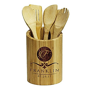 Personalized Kitchen Utensil Tool Holder Caddy Organizer Storage - Custom Monogrammed - Round