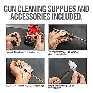Real Avid PRO Handgun Cleaning Kit | Premium Pistol Cleaning Kit with Brass Cleaning Rod, Bore Brushes, Gun Cleaning Jags & Gun Cleaning Patches | For .22 .357 9MM .38 .40 .44 & .45 Caliber Handguns