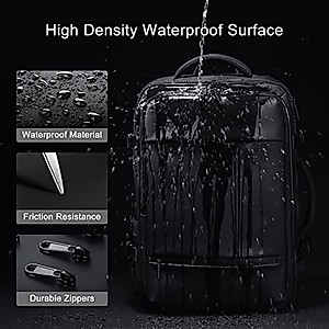 FENRUIEN Expandable Travel Backpack Airline Approved, 17.3”Large 40L Business Laptop Backpack for Men with USB Port, Working Daily Traveling Suitcase