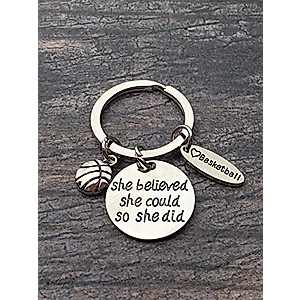 Infinity Collection Basketball Keychain- Girls Basketball Gift, She Believed She Could Basketball Jewelry For Female Basketball Players & Coaches