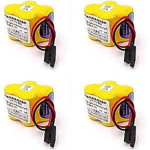 BATTEMALL (4-Pack) BR-2/3AGCT4A 6V 4400mAh Replacement Battery for Panasonic FANUC A98L-0031-002 (Black Connector)